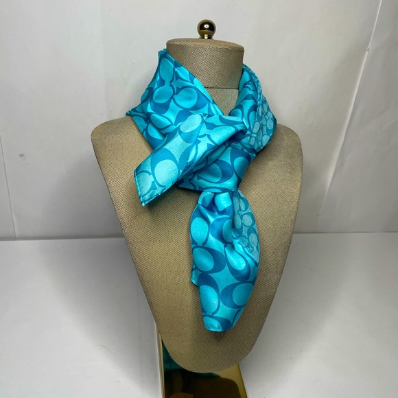 Coach | Accessories | Coach Silk Baby Blue Signature Monogram Square ...